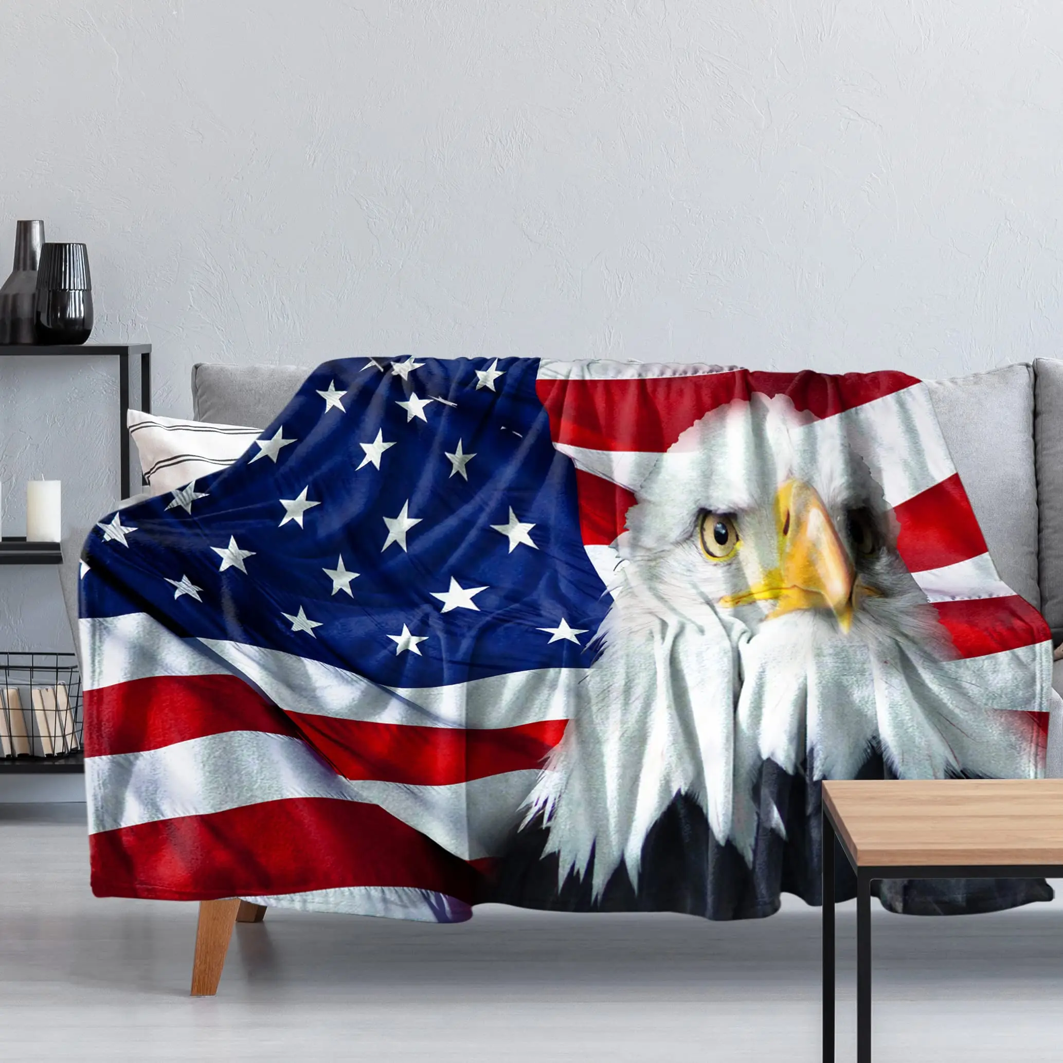 American Flag Blanket Super Soft Sherpa Flannel Throw Blanket for Bed ...