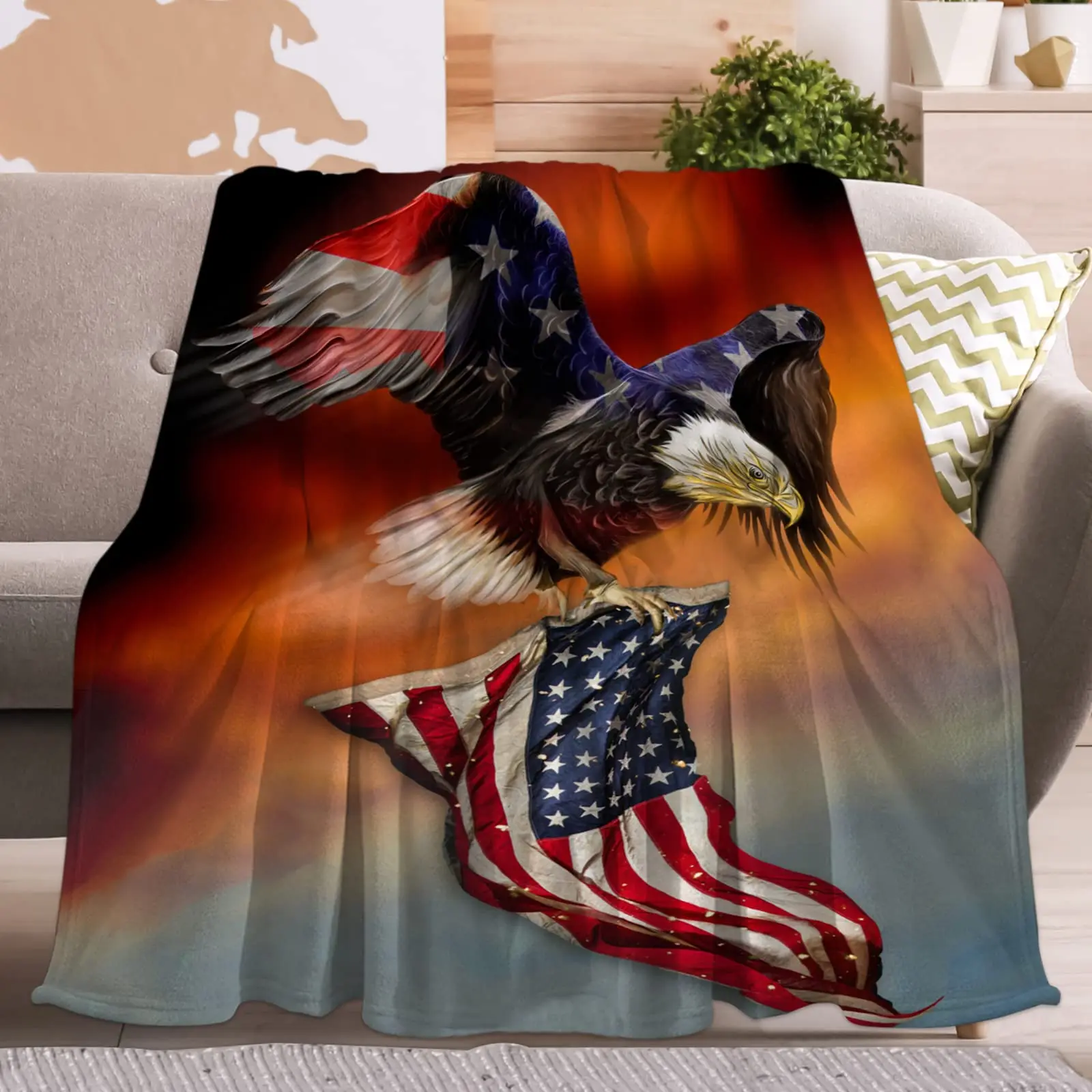 American Flag Blanket Super Soft Sherpa Flannel Throw Blanket for Bed ...