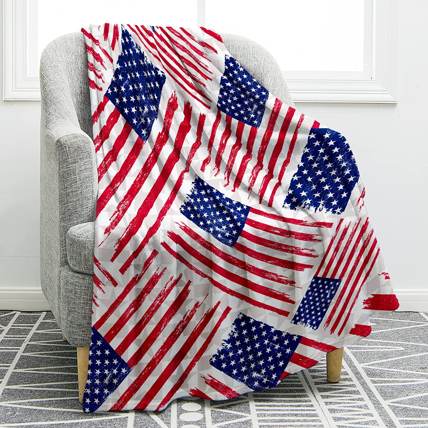 American Flag Blanket USA Flag Soft Warm Throw Print Blanket for Couch ...