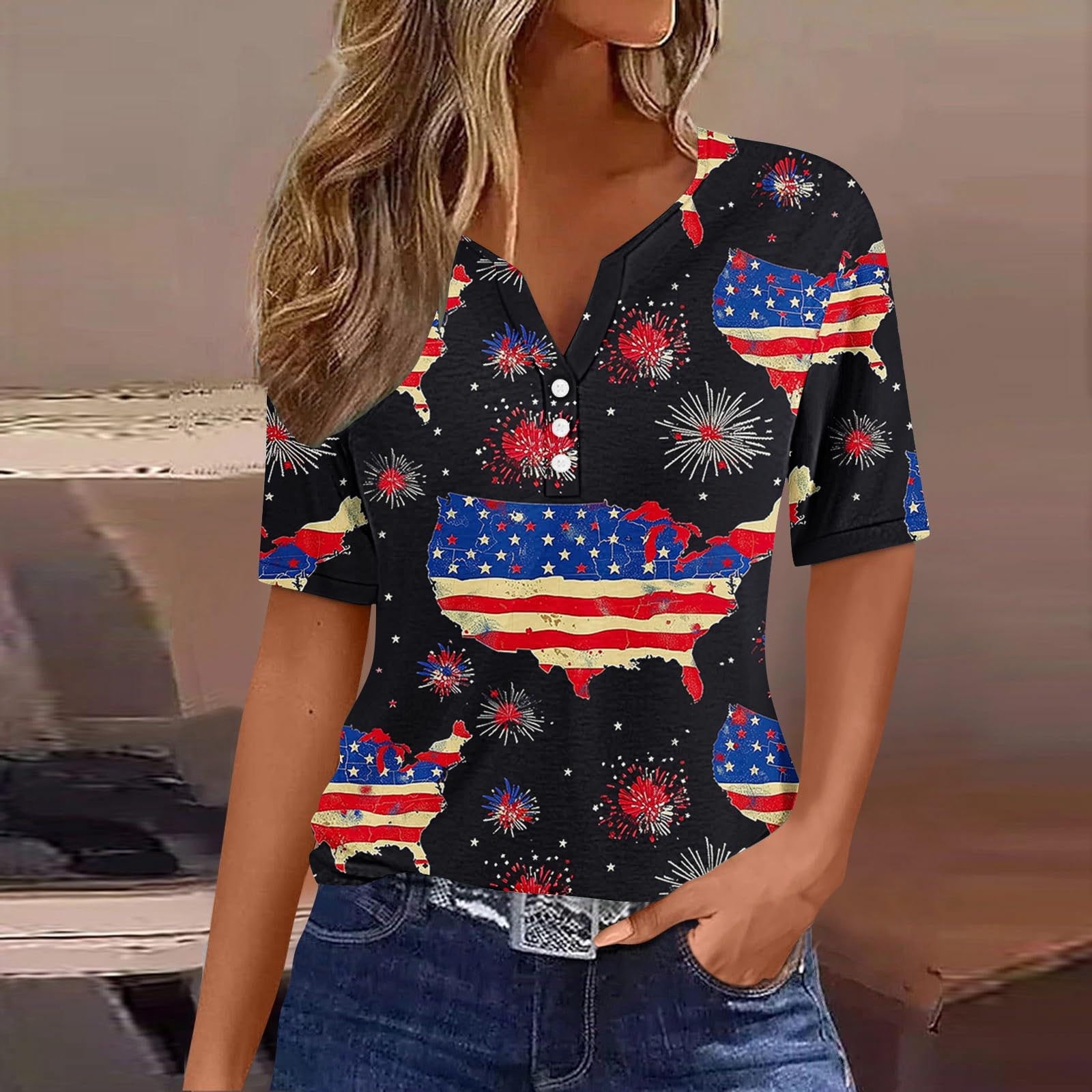 American Flag Blouse Women American Flag Shirt Red White and Blue Shirt ...