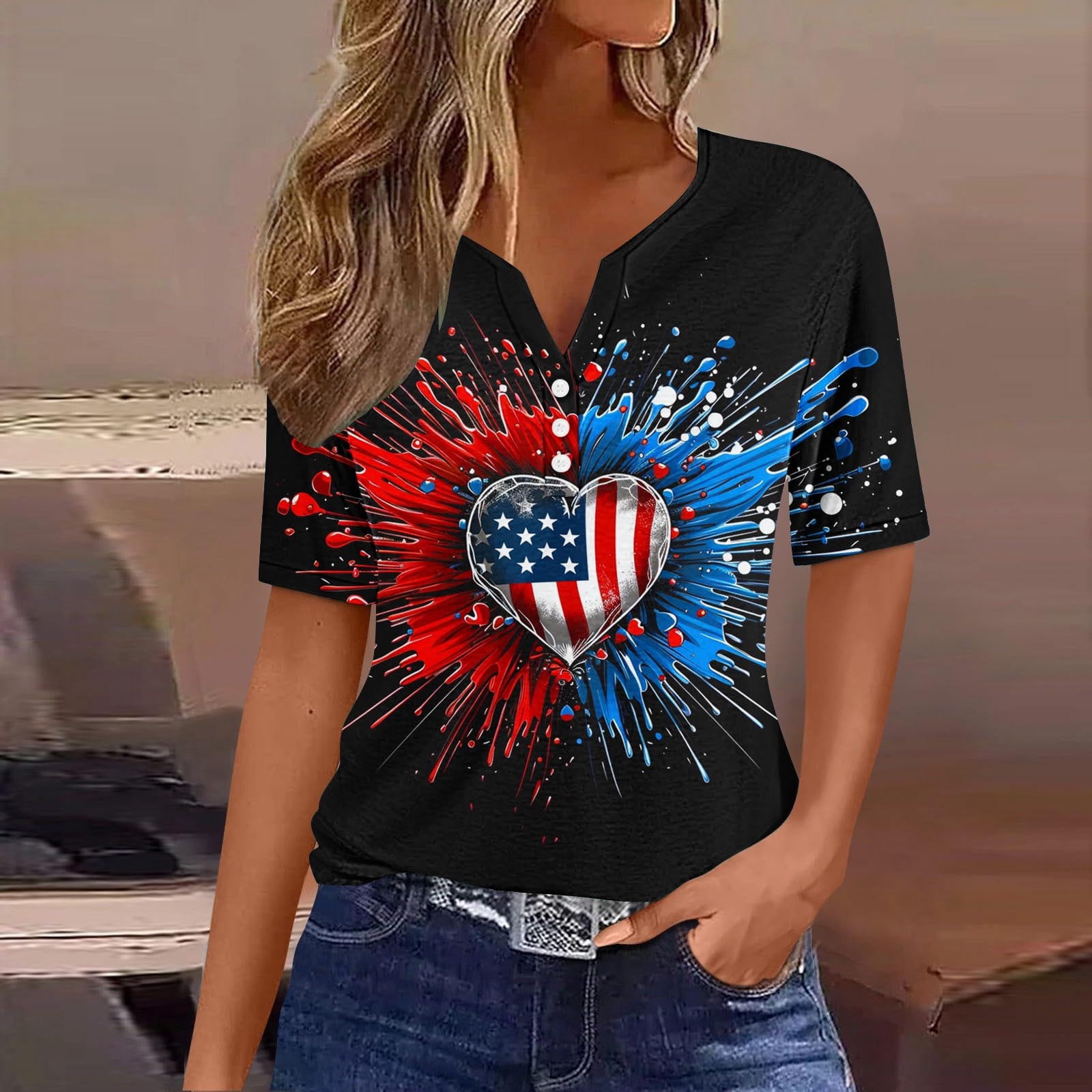 American Flag Blouse Women American Flag Shirt Red White and Blue Shirt ...