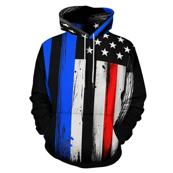 American Flag Blue Line Design Men's Women New Sweatshirt Hoodie Men's ...