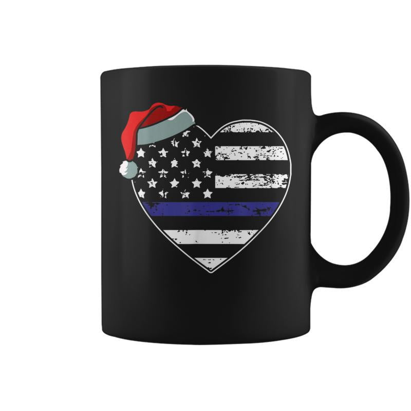 American Flag Blue Line Police Christmas Cop Officer Coffee Mugs ...
