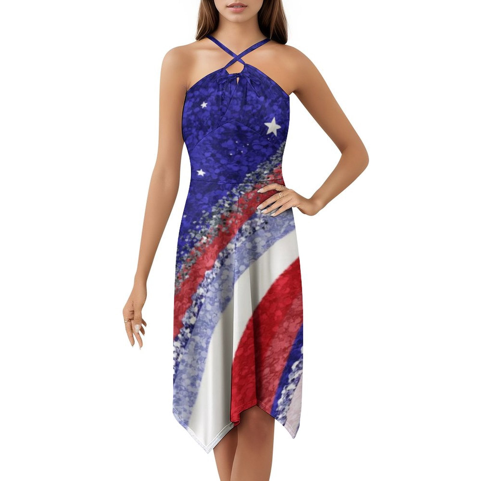 American Flag Blue Red White Dress Elegant Party Dresses Evening ...
