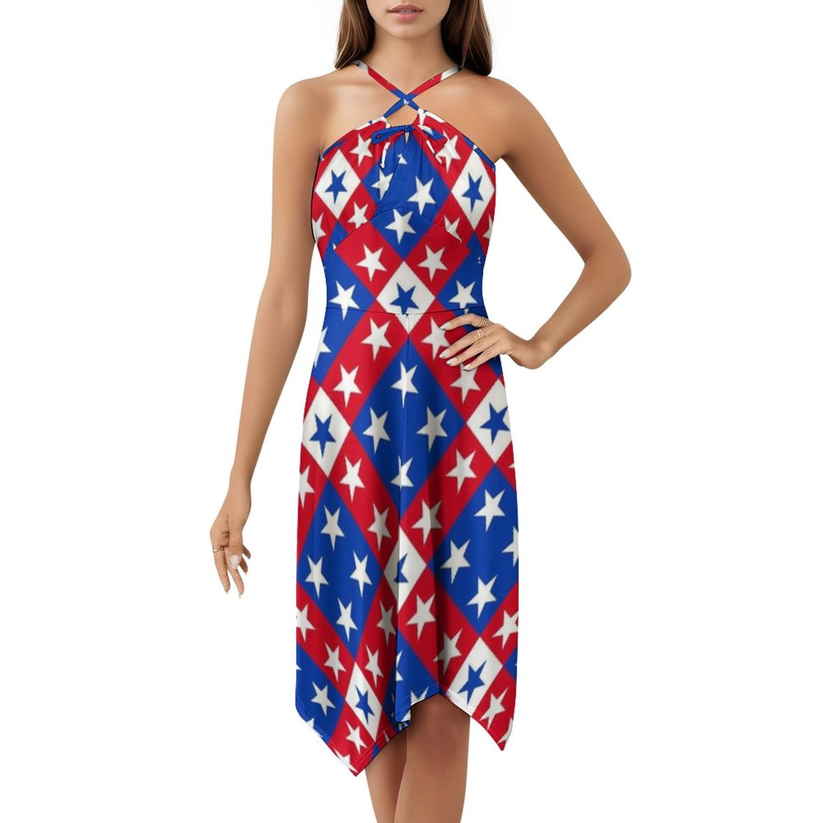 American Flag Blue Red White Dress Elegant Party Dresses Evening ...