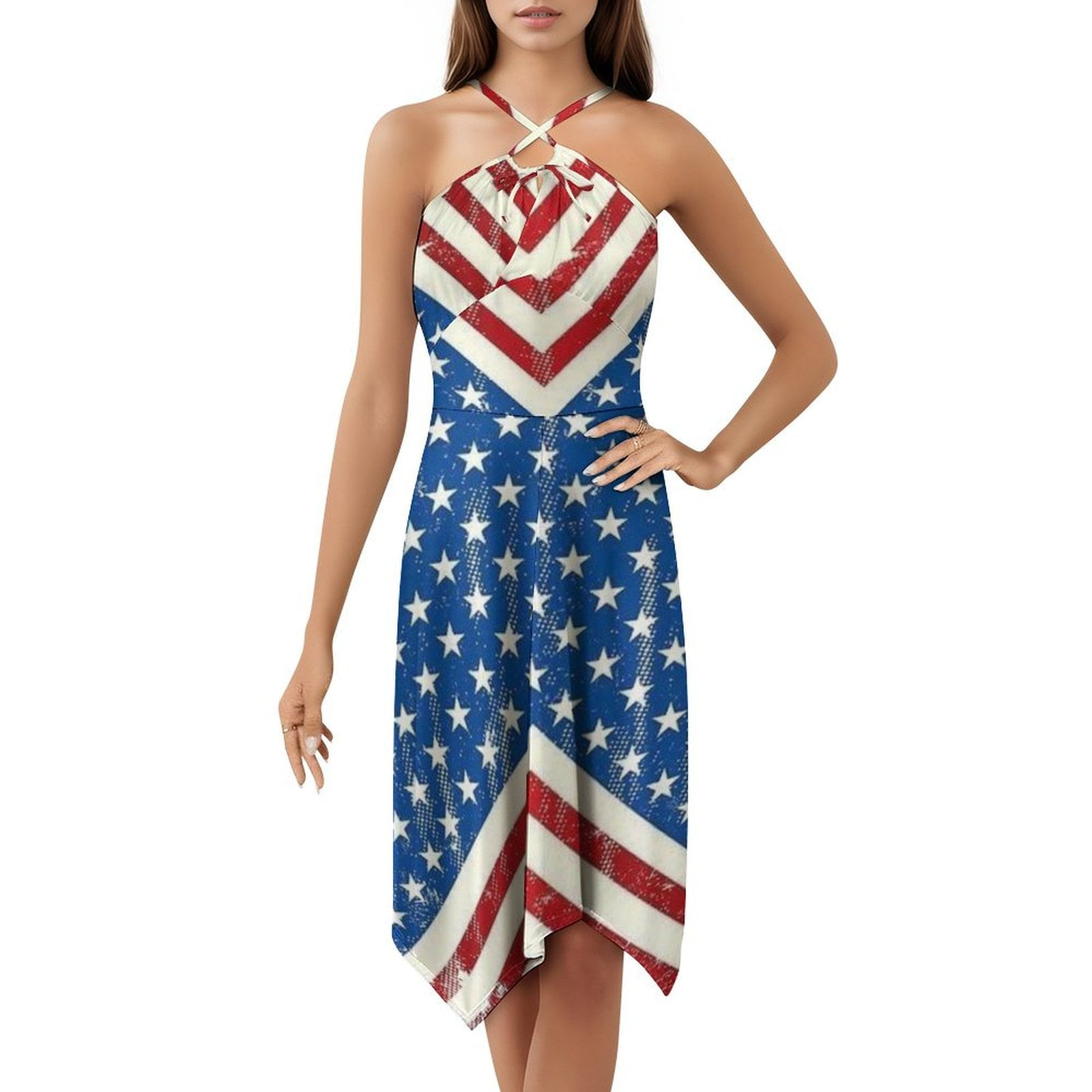 American Flag Blue Red White Dress Elegant Party Dresses Evening ...