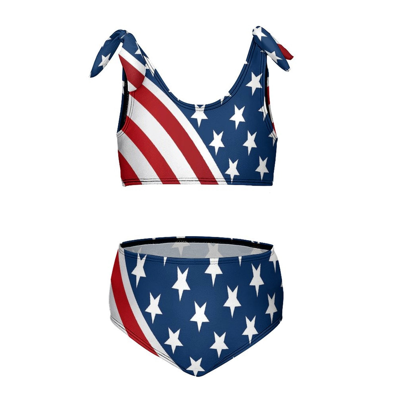 American Flag Blue Red White Girl's 2 Piece Bikini Set Beach Sport ...