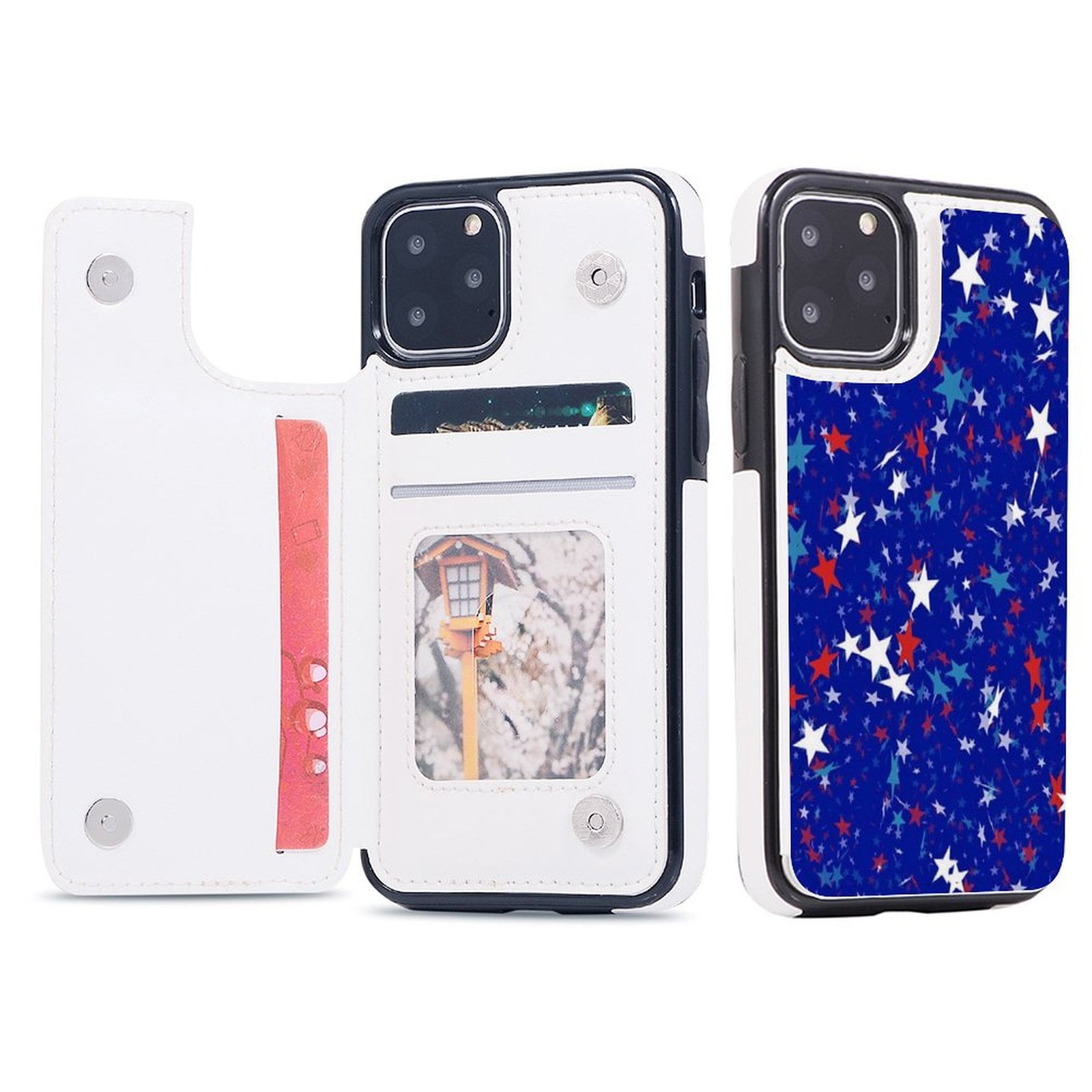 American Flag Blue Red White Leather Wallet Case for iPhone 16 15 14 13 12 11 Pro Max Wallet ...