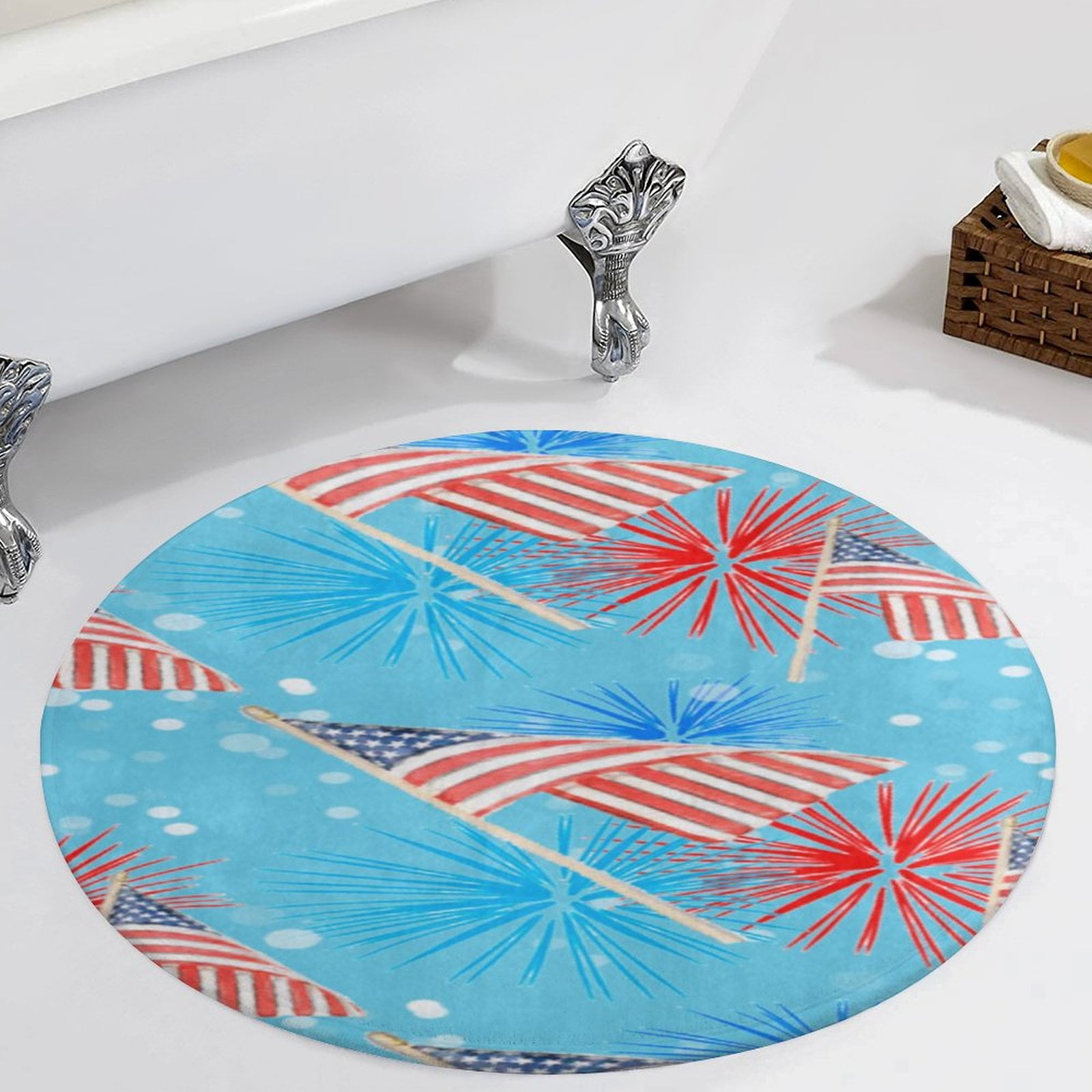 American Flag Blue Red White Round Carpet Circle Rug Outdoor Patio Area ...
