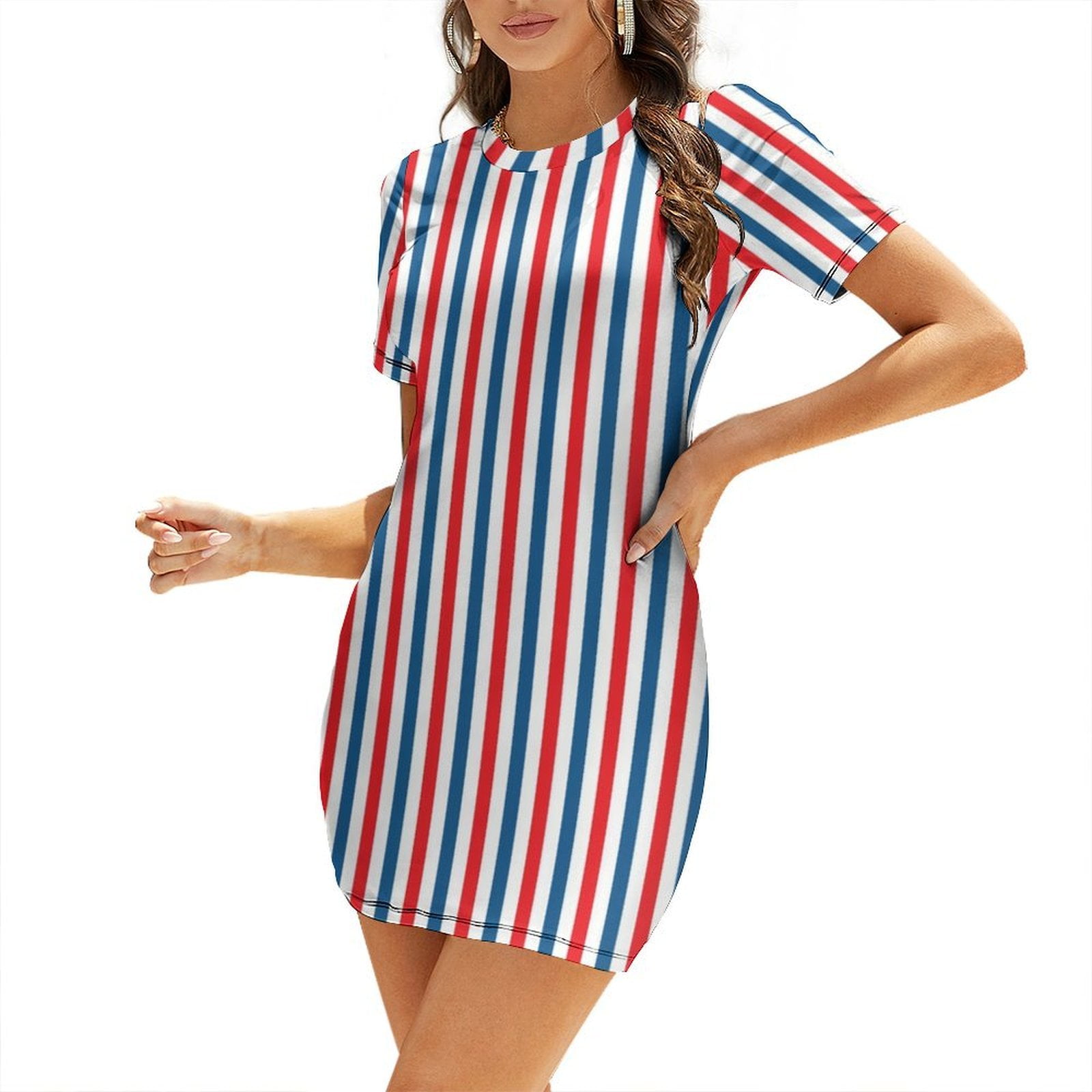 American Flag Blue Red White Short Dress Dresses For Woman Fairy Dress ...