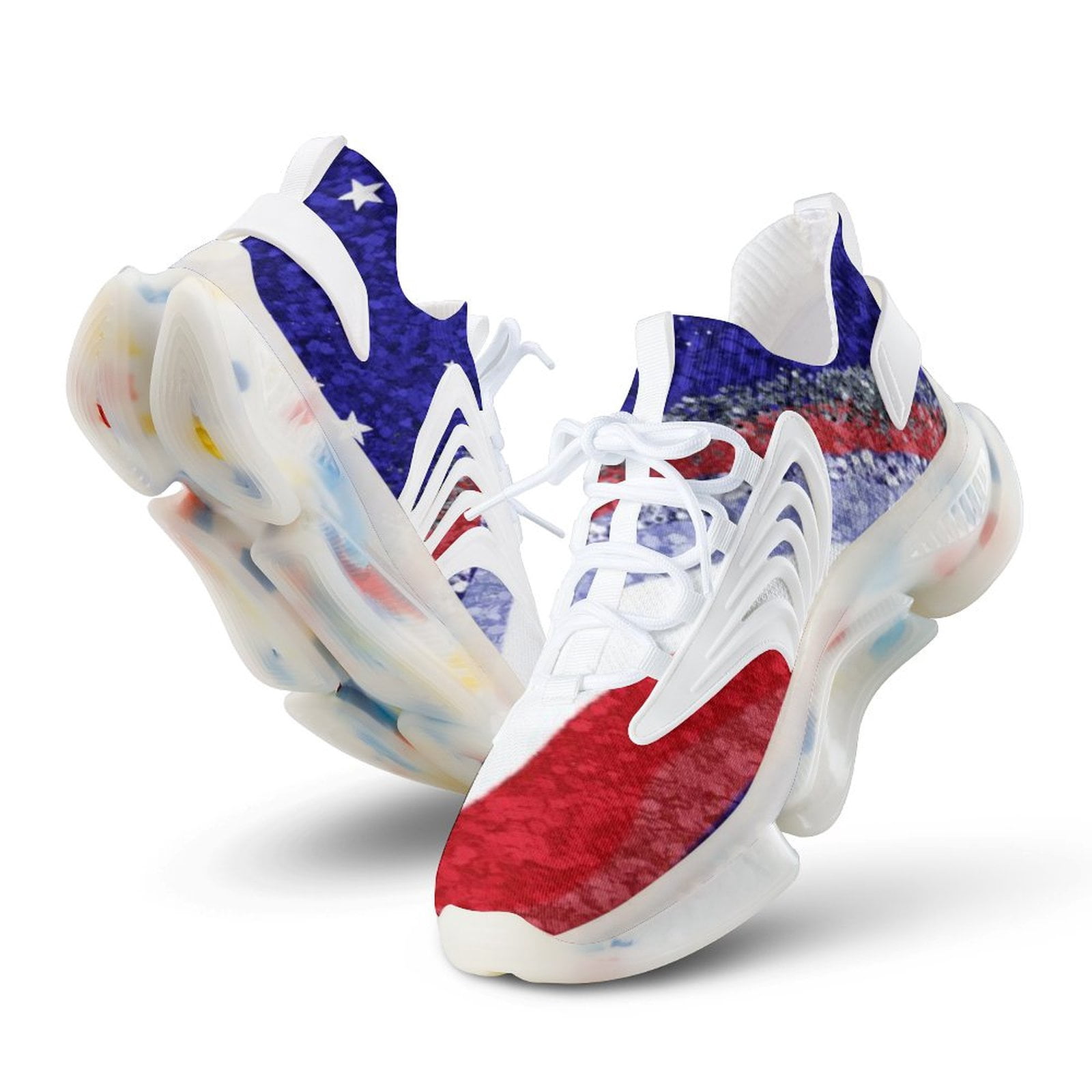 American Flag Blue Red White Walking Shoes for Men Woman Lightweight ...