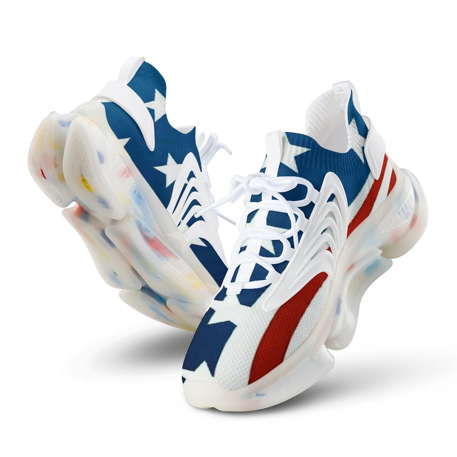 American Flag Blue Red White Walking Shoes for Men Woman Lightweight ...