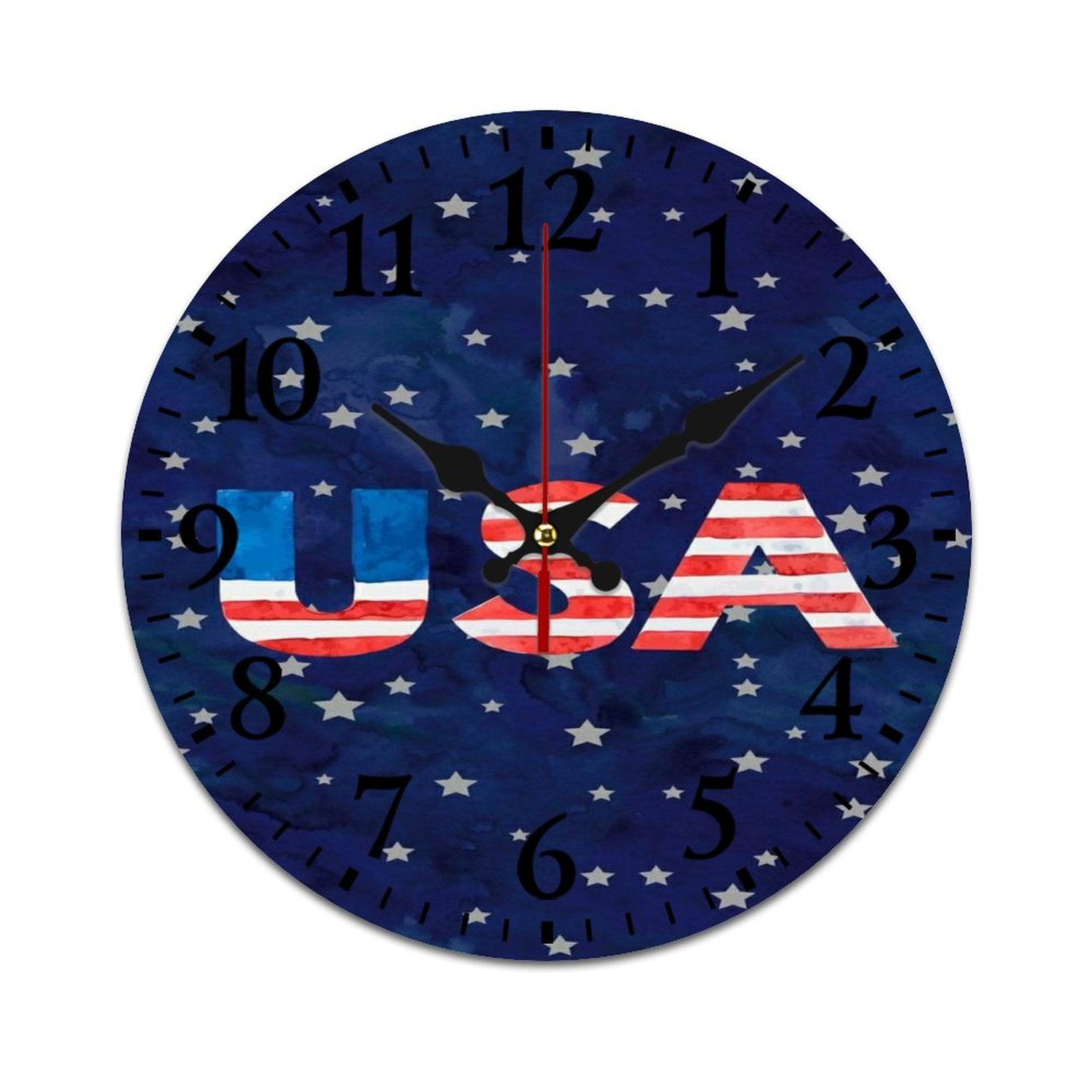 American Flag Blue Red White Wall Clock Modern Design Clocks Wall ...