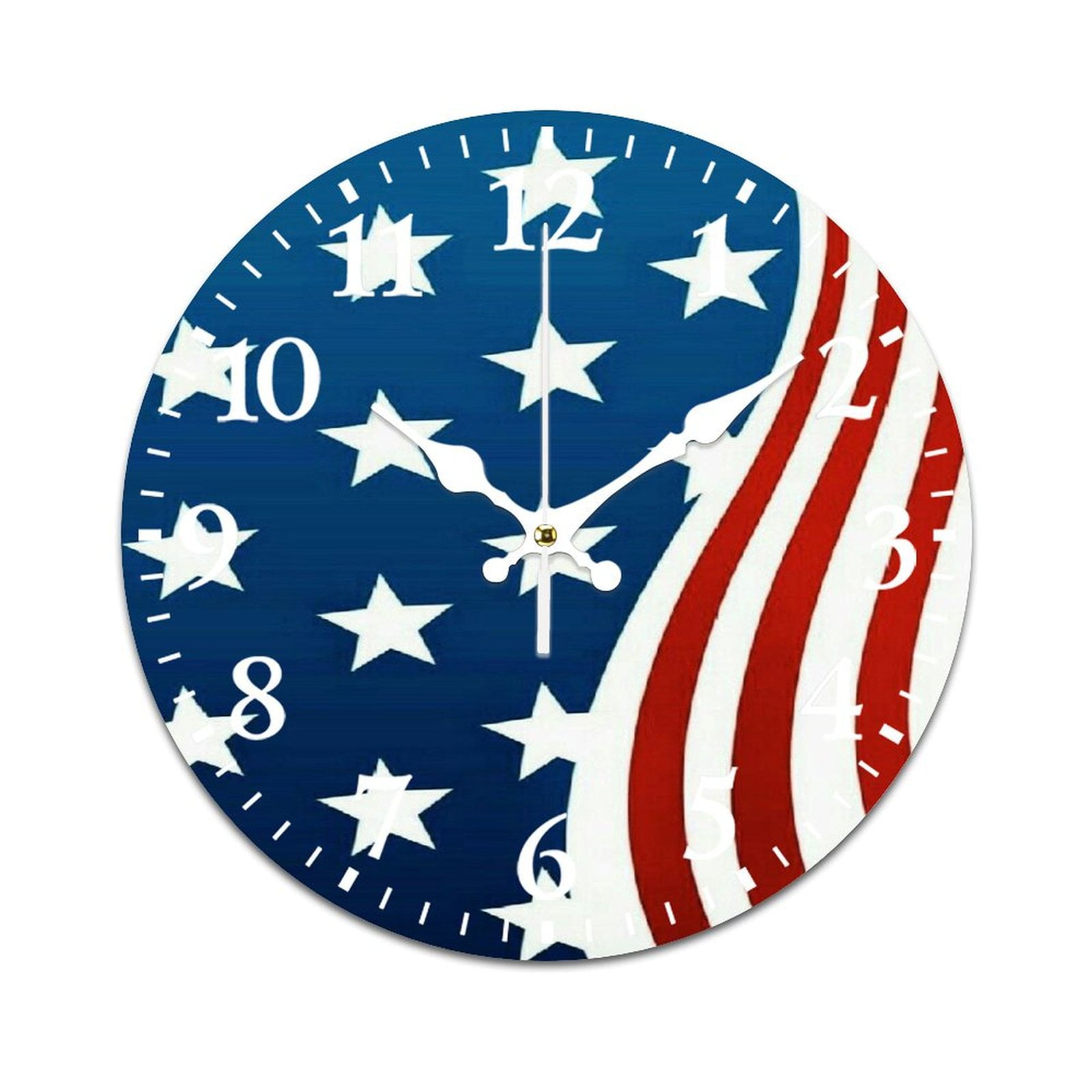 American Flag Blue Red White Wall Clock Modern Design Clocks Wall ...