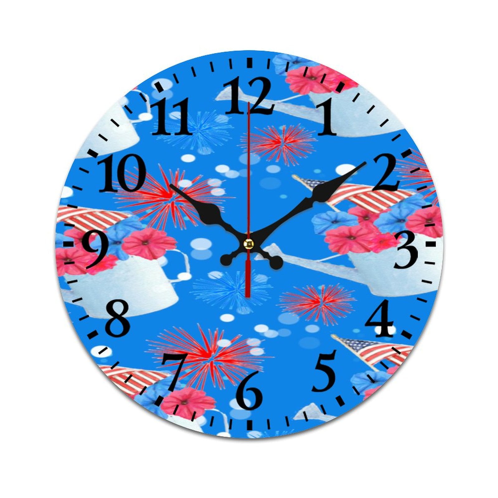 American Flag Blue Red White Wall Clock Modern Design Clocks Wall ...