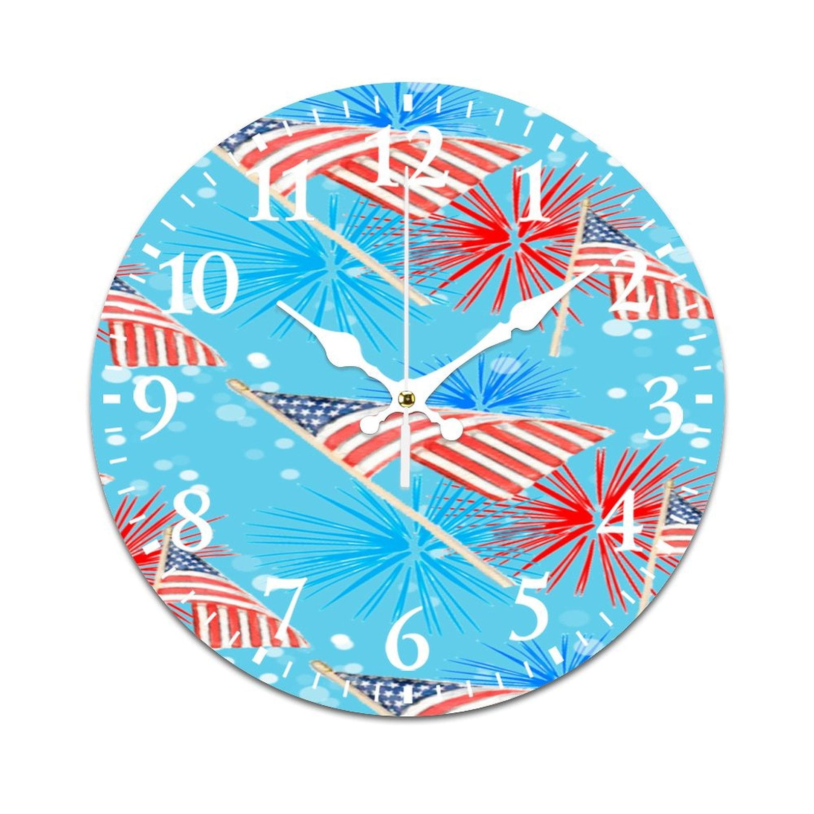 American Flag Blue Red White Wall Clock Modern Design Clocks Wall ...