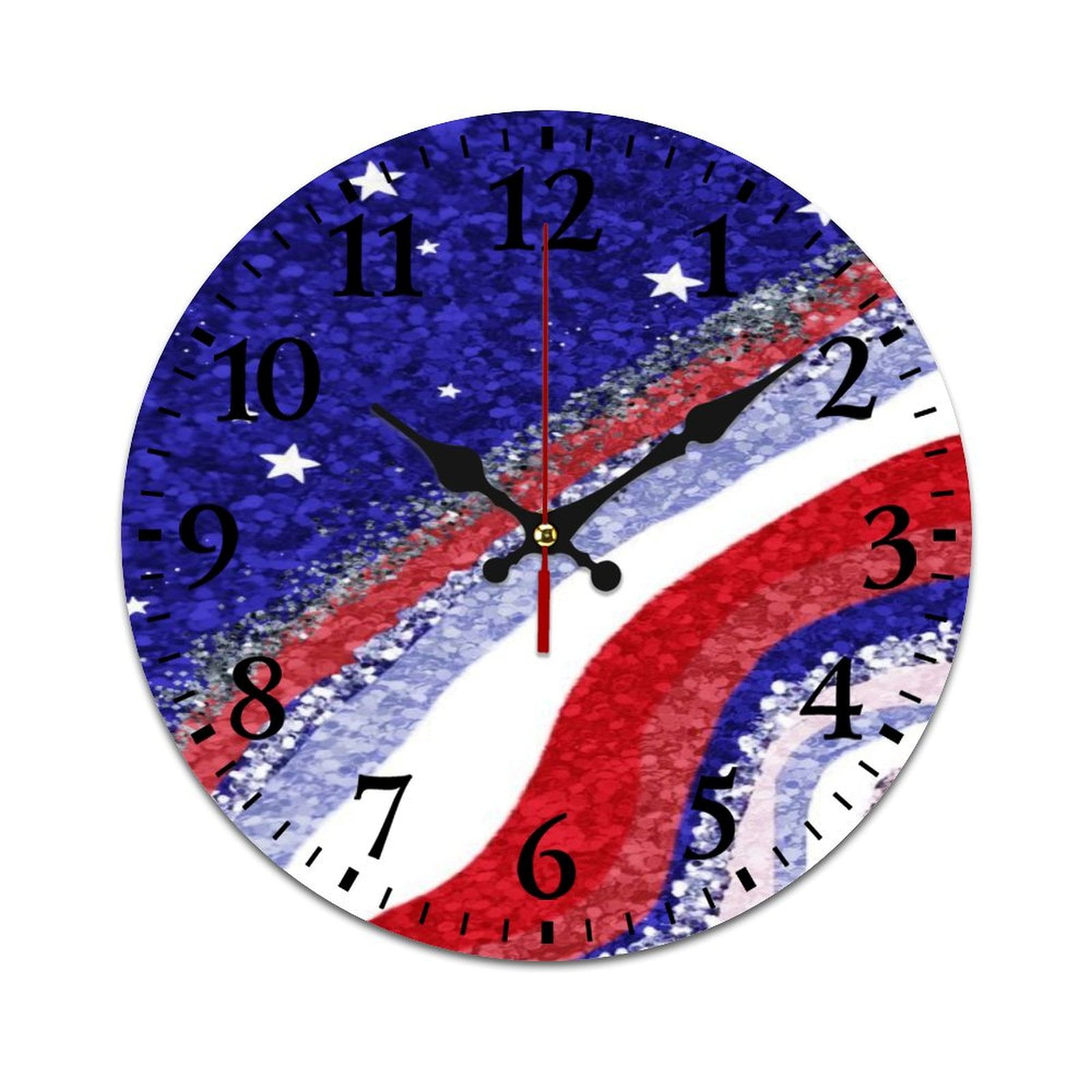 American Flag Blue Red White Wall Clock Modern Design Clocks Wall ...