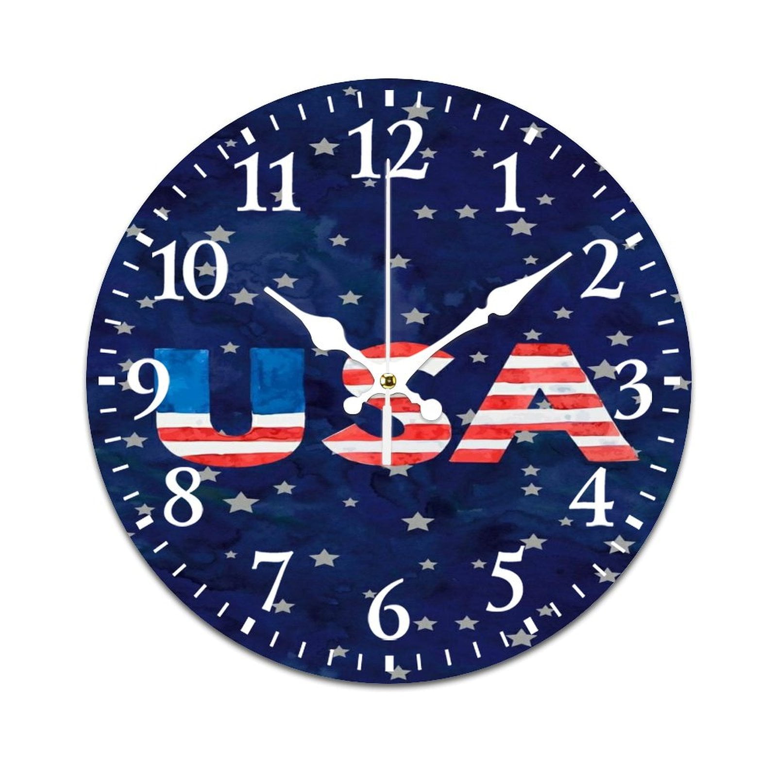 American Flag Blue Red White Wall Clock Modern Design Clocks Wall ...