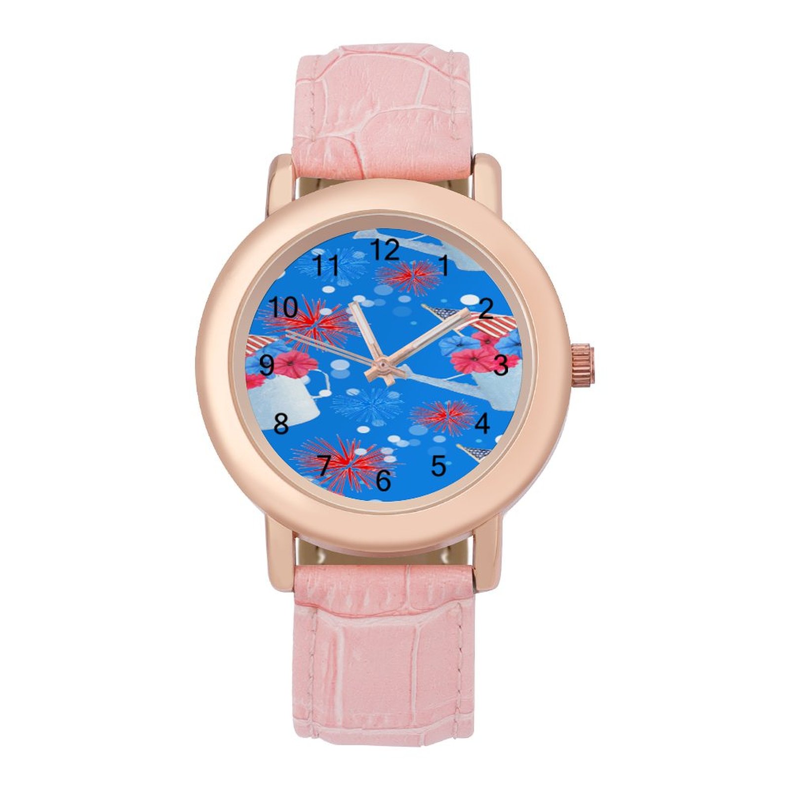 American Flag Blue Red White Women's Leather Strap Watch Elegant ...
