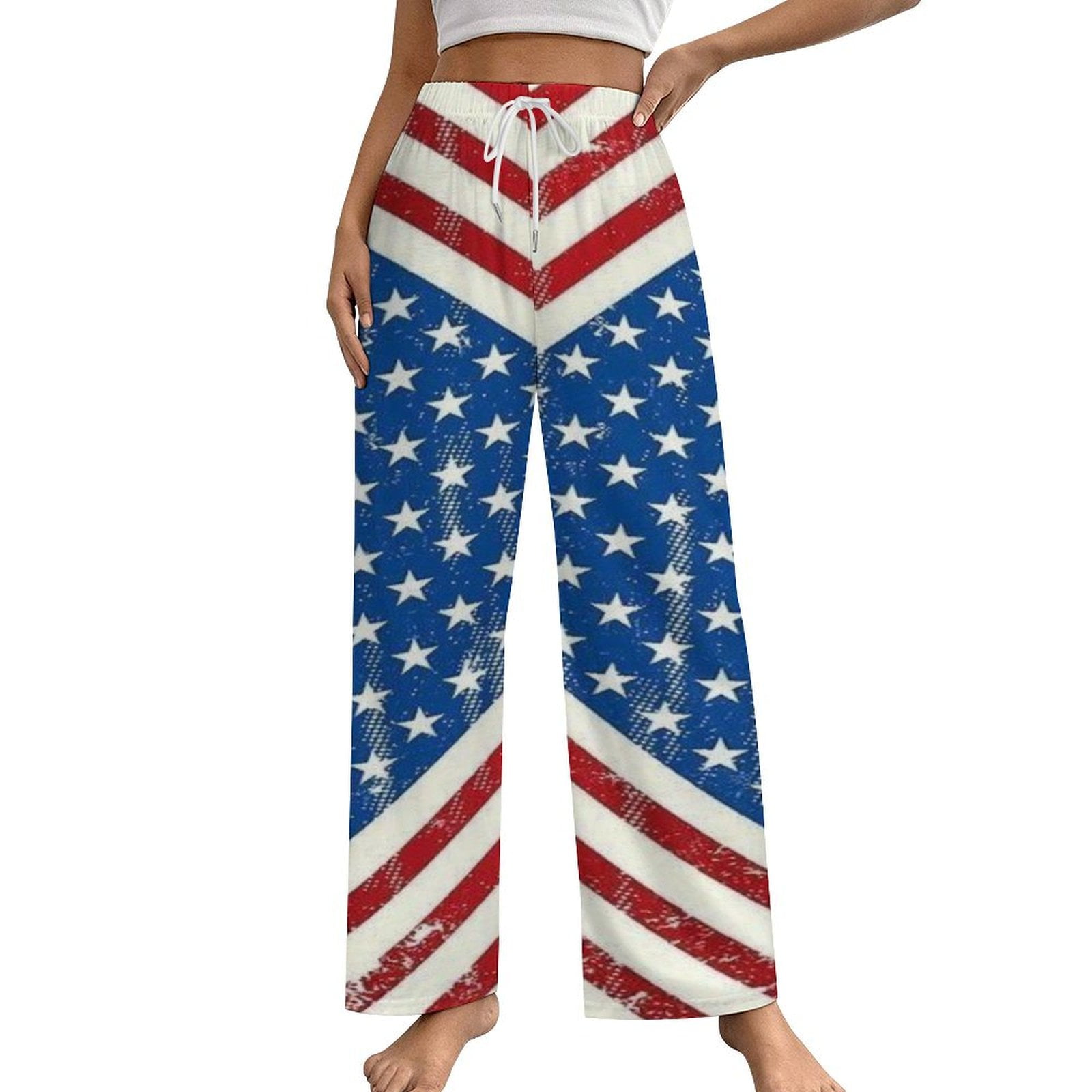 American Flag Blue Red White Women's Pajamas Pajama Pants Women's ...