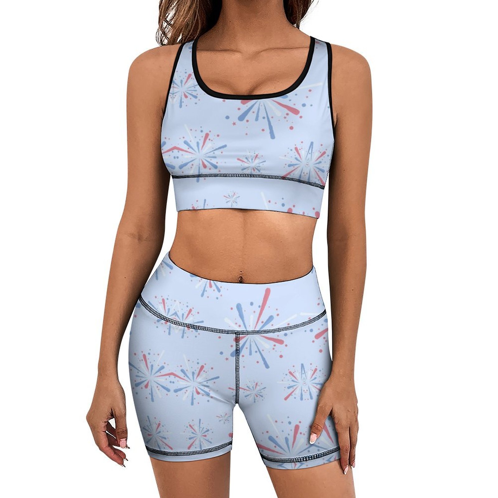 American Flag Blue Red White Working Out Sets for Women Workout Outfits ...