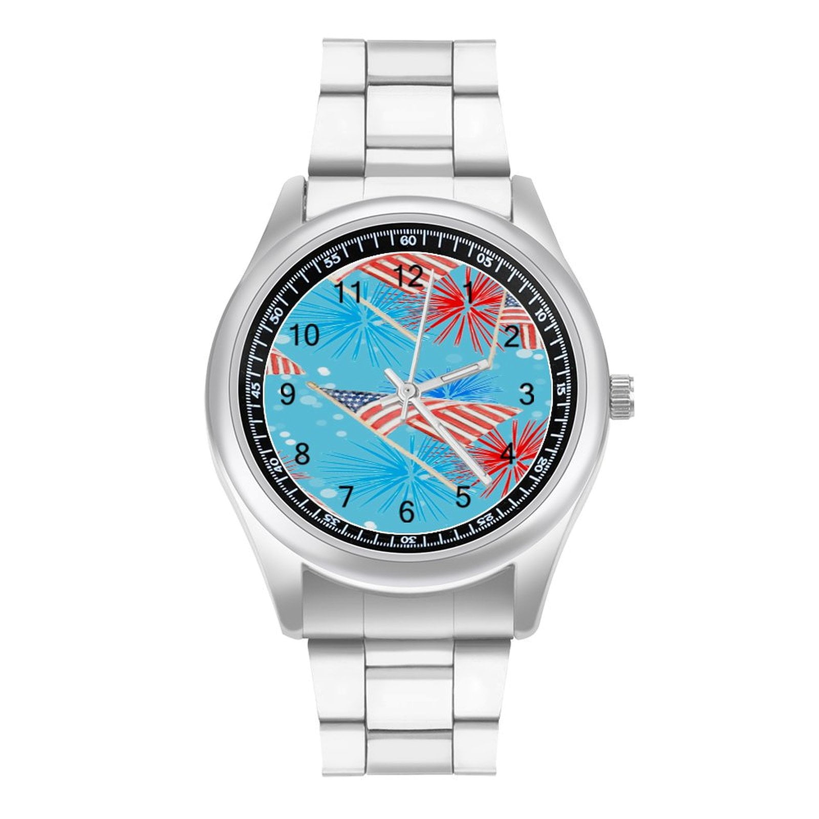 American Flag Blue Red White Wrist Watches for Men Metal Band Watch ...