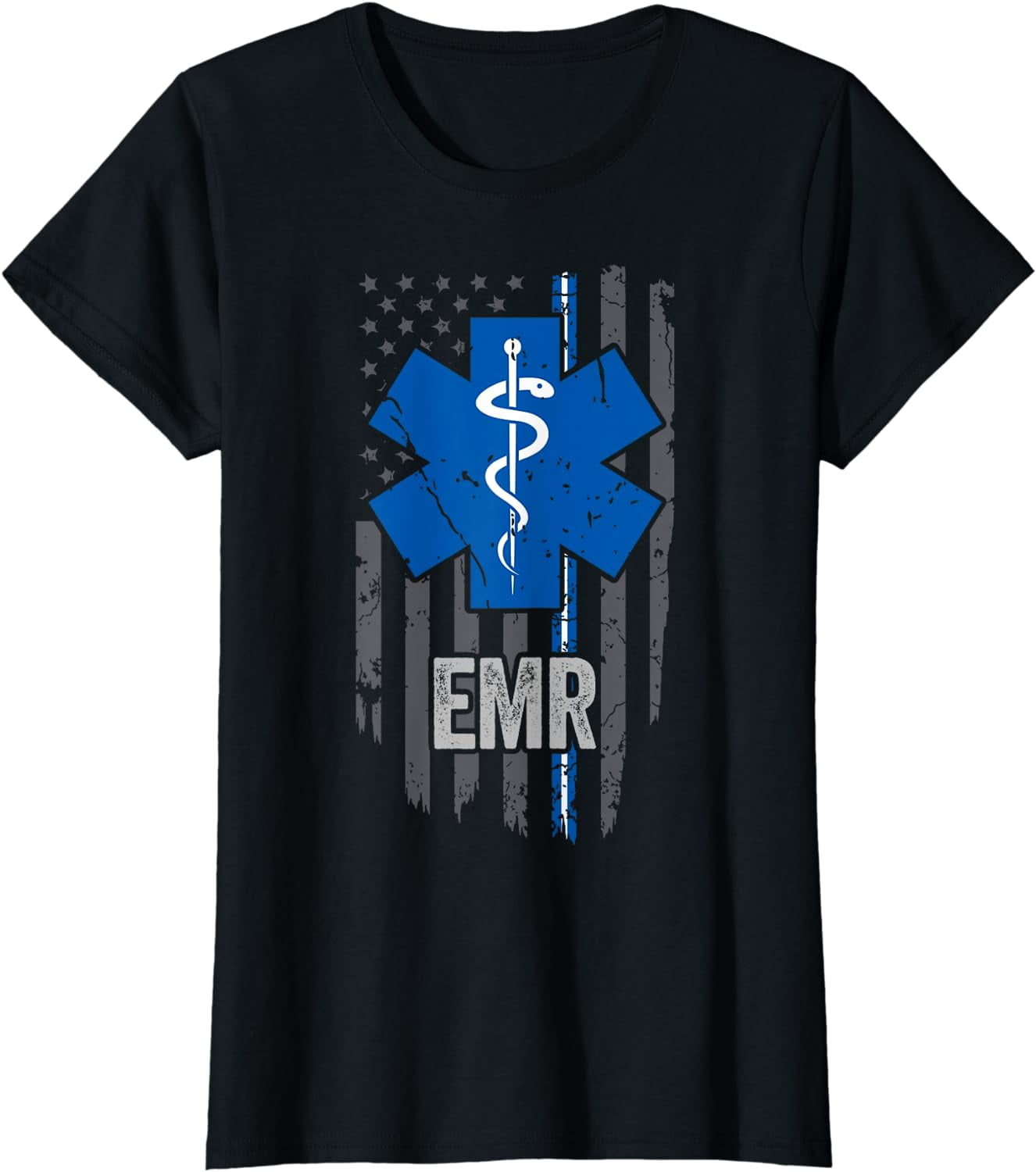 American Flag Blue Thin line EMR Emergency Medical Responder T-Shirt ...