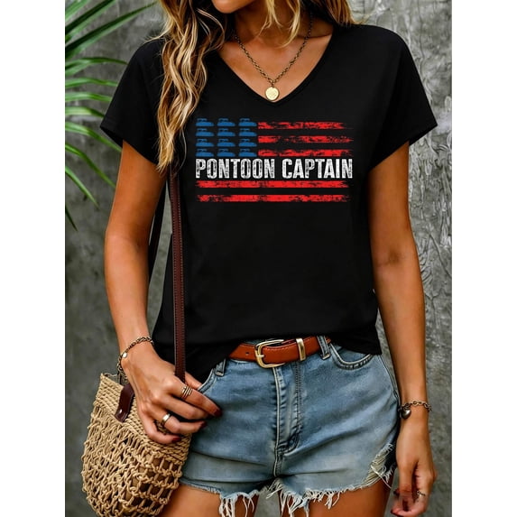 American Flag Boating Clothing Men's Black Pontoon Boat Captain 4th of ...