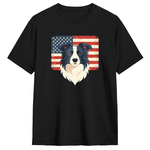 American Flag Border Collie Cool Graphic Tee for Men and Women, Dog ...