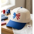 American Flag Bow Embroidered 5 Panel Baseball Cap Patriotic Style Red ...