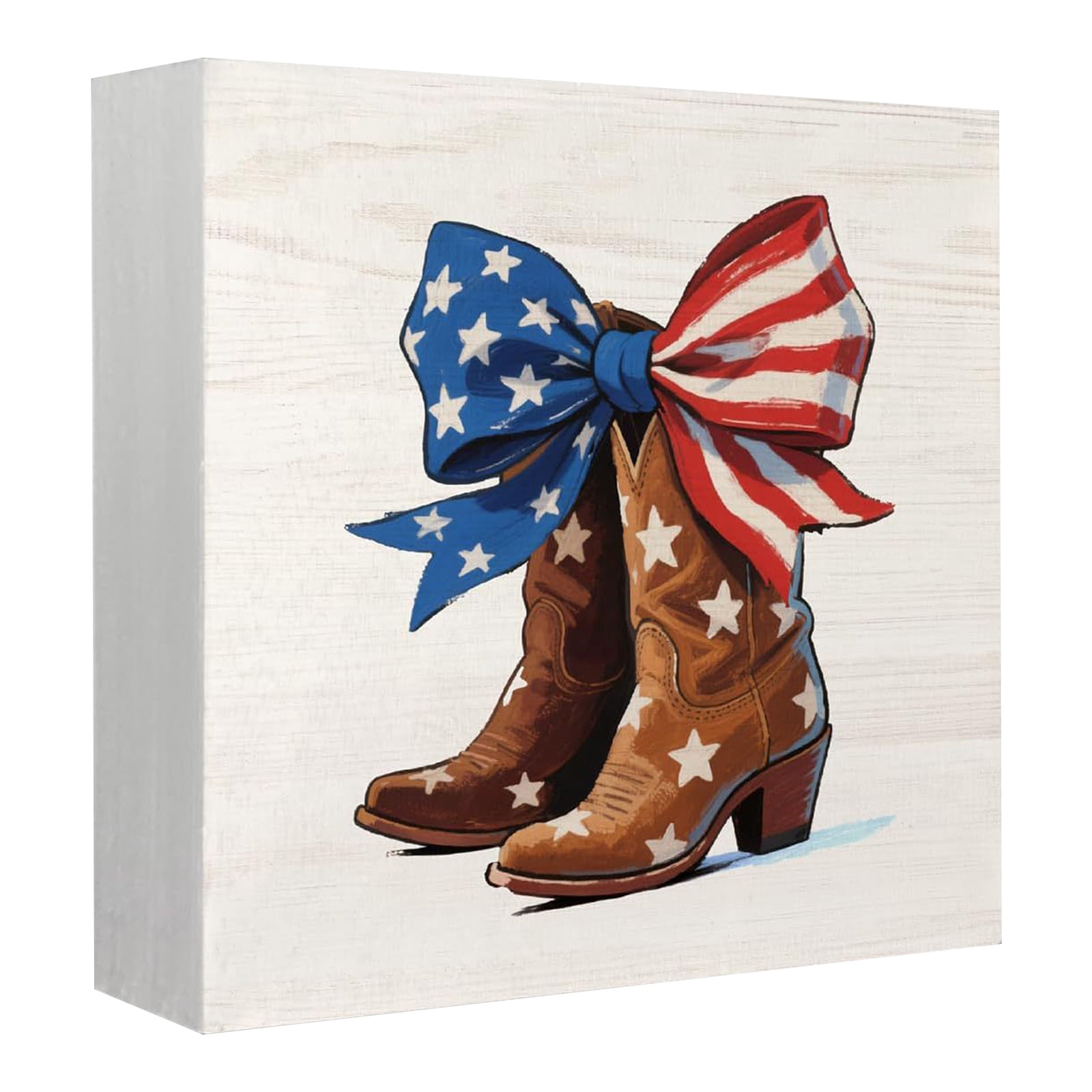 American Flag Bow Patriotic Aesthetic Decor July 4th Box Sign ...