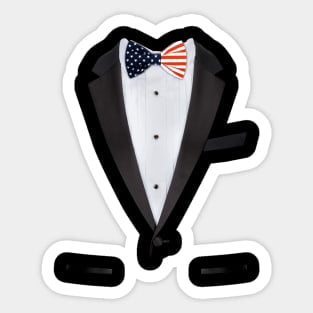American Flag Bow Tie Funny Tuxedo T-Shirt Sticker Phone Decal Water ...