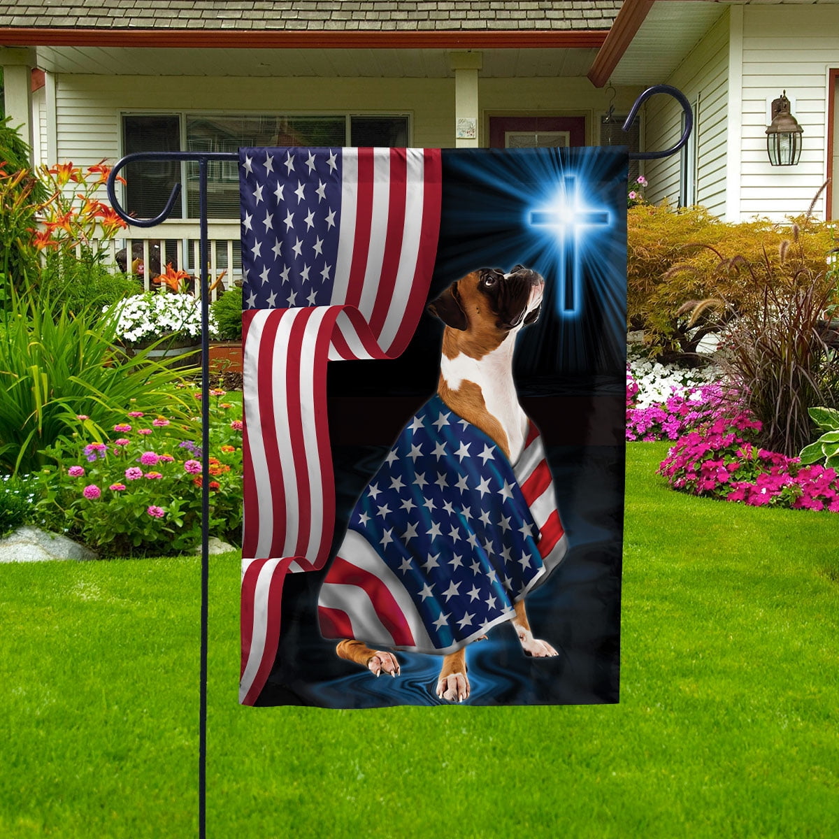 American Flag Boxer Dog Wearing Flag American Patriot Patriotic 4th of ...
