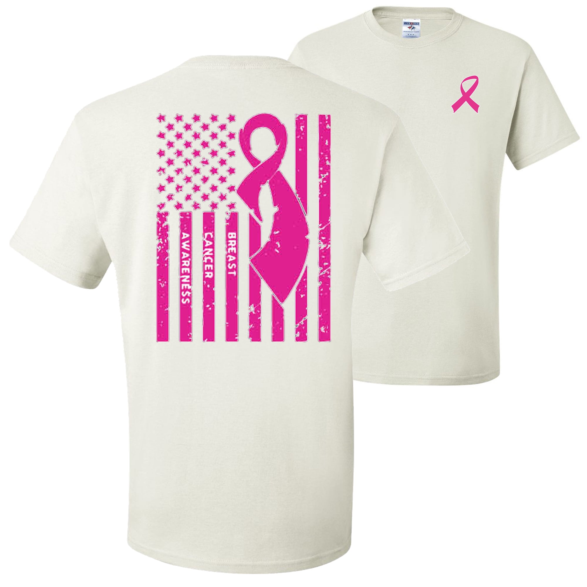 American Flag Breast Cancer Awareness FRONT&BACK Graphic Mens T-shirts ...