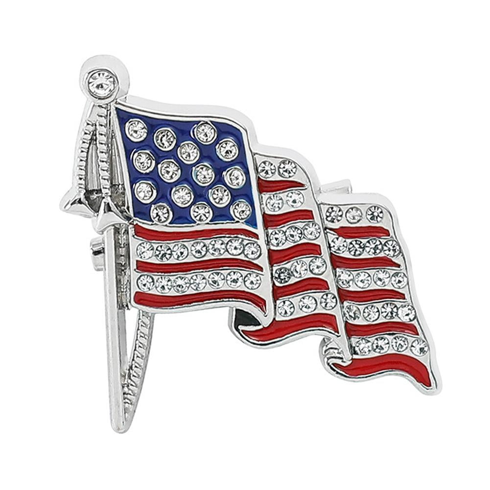 American Flag Brooches Vintage Style Enamel Crystal Brooch Shawl Pin ...