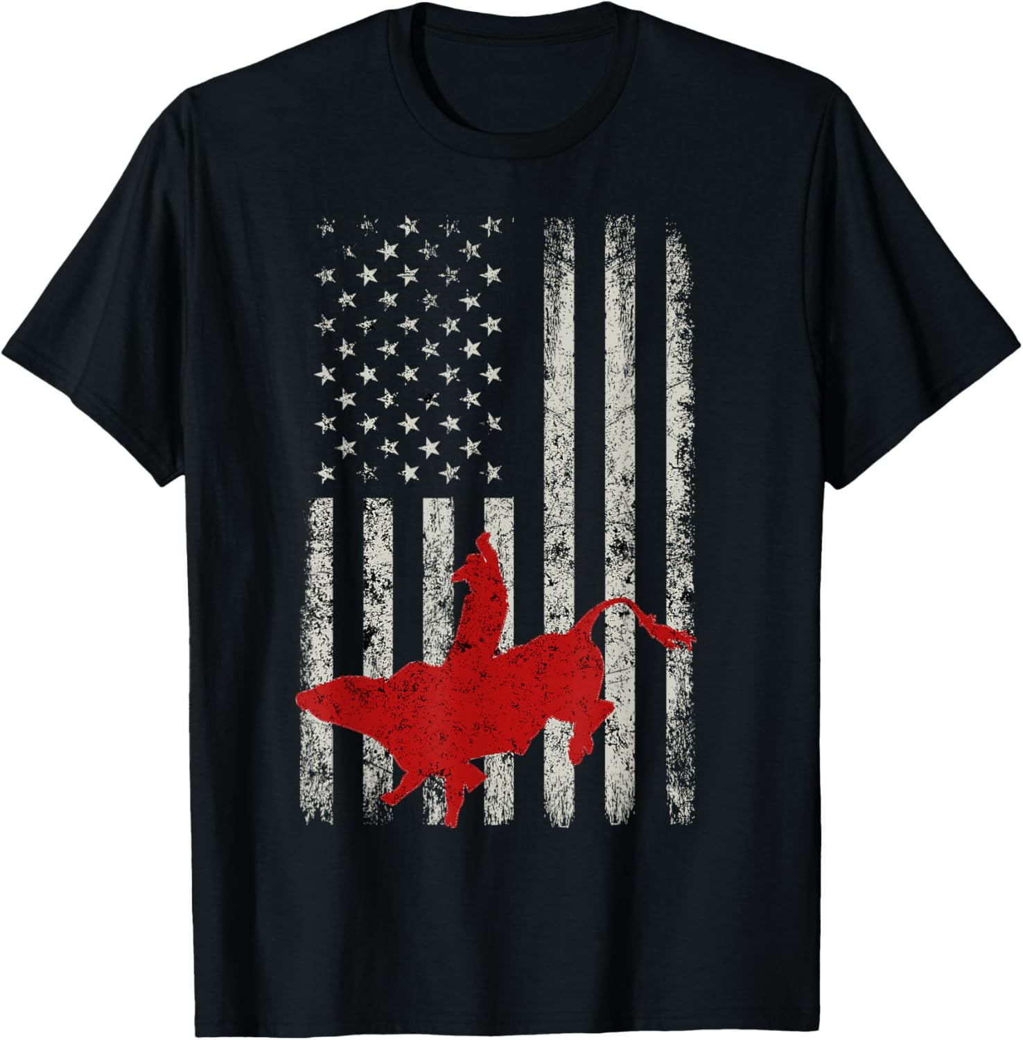 American Flag Bull Riding Cowboy Gift for Men Rodeo T-Shirt men and ...
