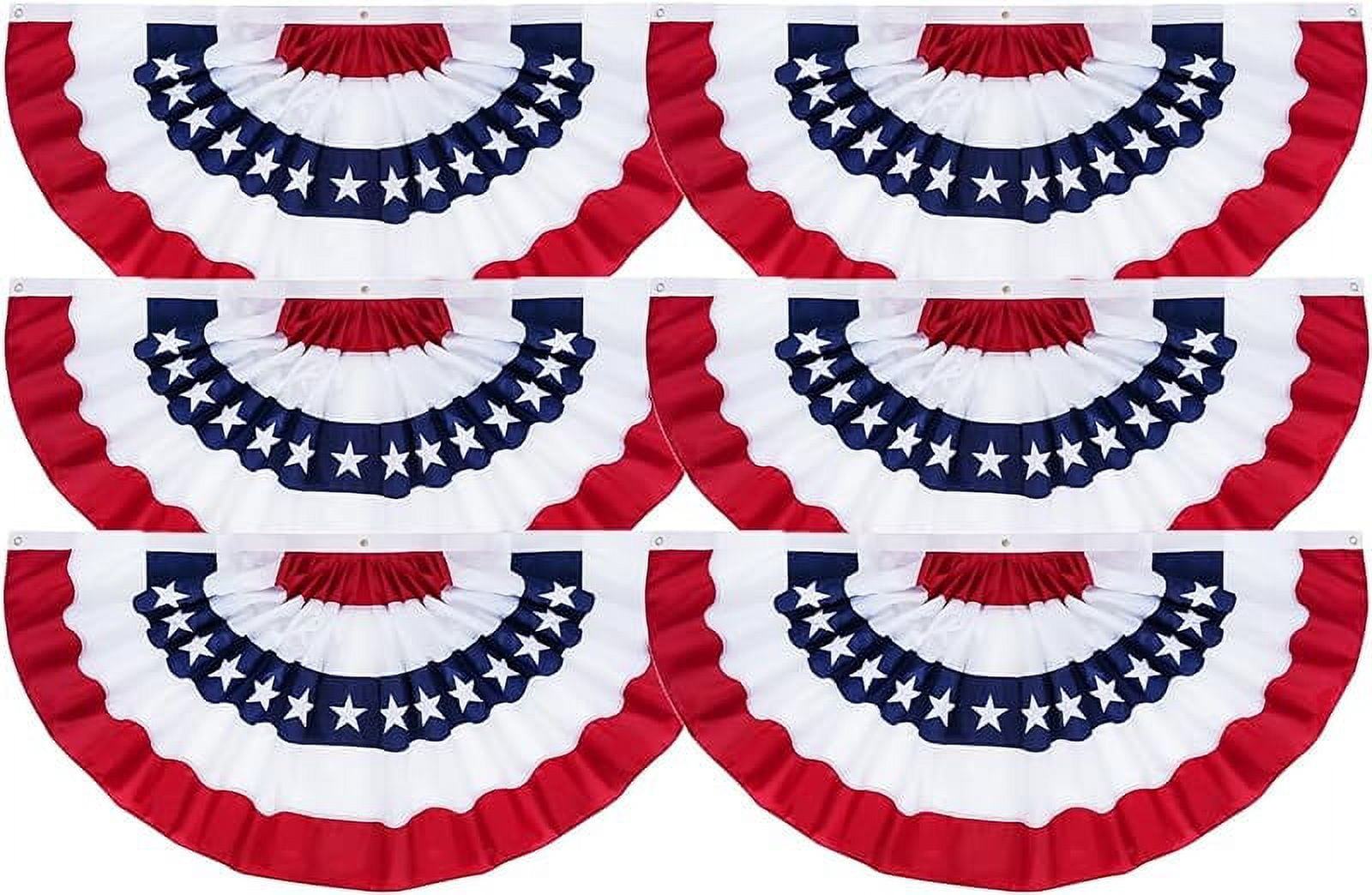 American Flag Bunting - 3x6 ft, Outdoor Patriotic Bunting, Embroidered ...