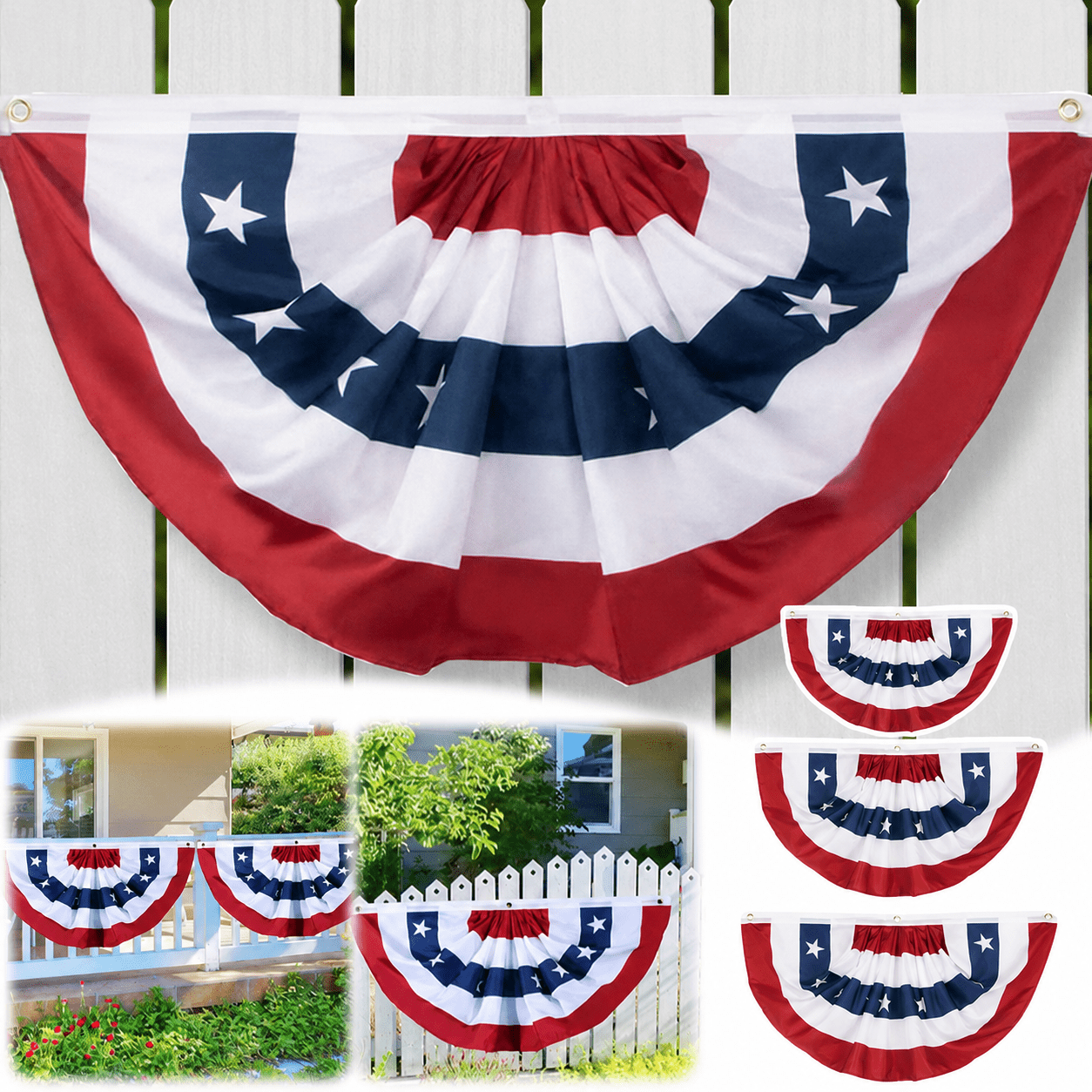 American Flag Bunting Flags Outdoor, Patriotic Bunting Outdoor Red ...