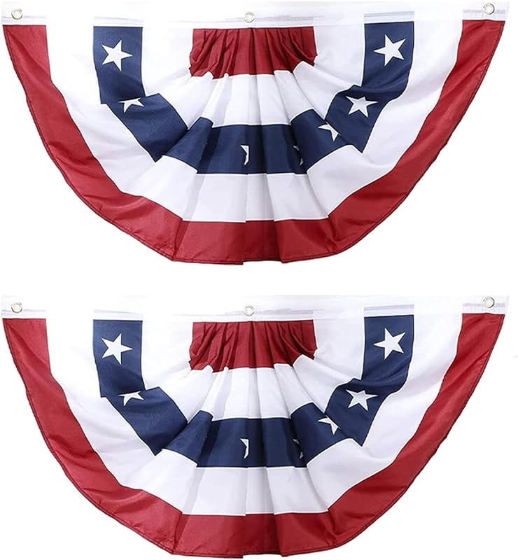 American Flag Bunting Patriotic Bunting Pleated Fan Flag with Brass ...