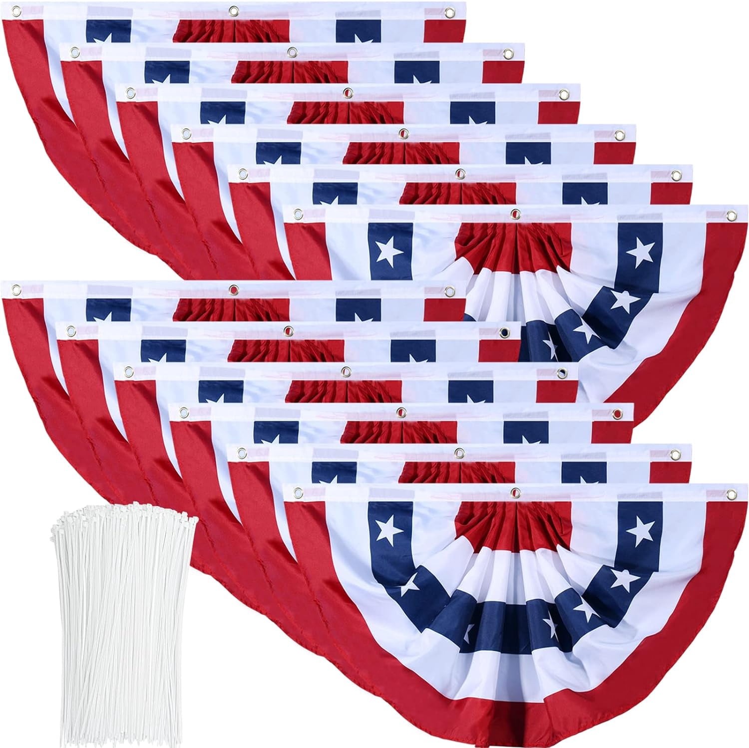 American Flag Bunting Patriotic Pleated Fan Flag USA Flags with Brass ...