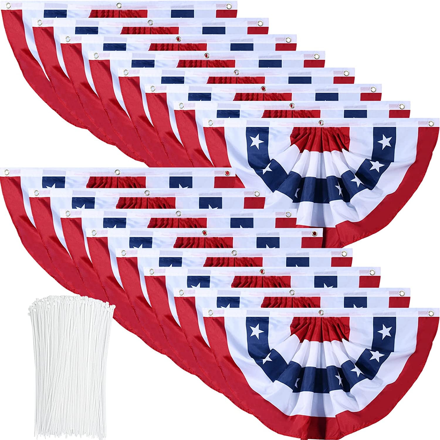 American Flag Bunting Patriotic Pleated Fan Flag USA Flags with Brass ...