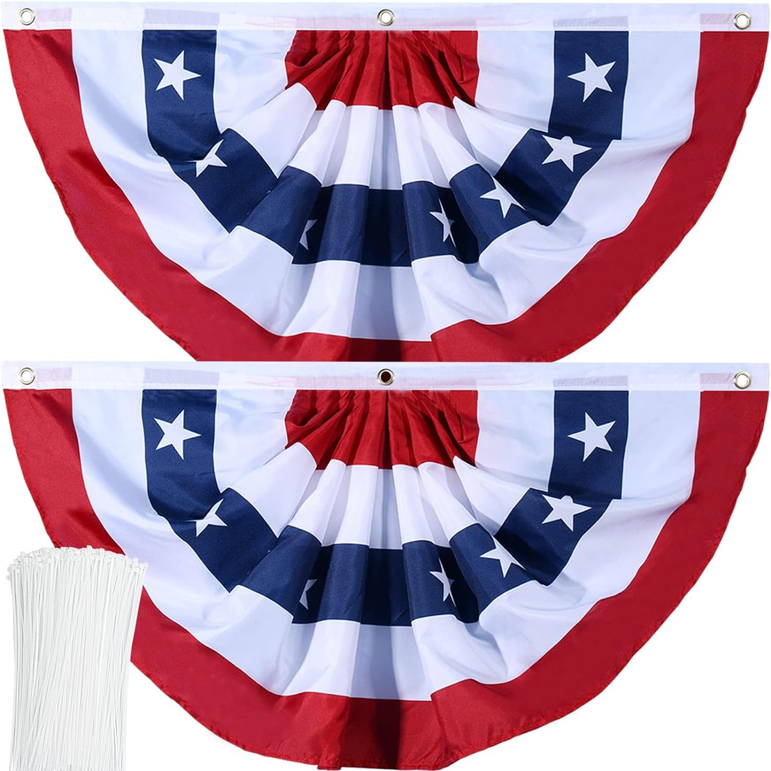 American Flag Bunting Patriotic Pleated Fan Flag USA Flags with Brass ...