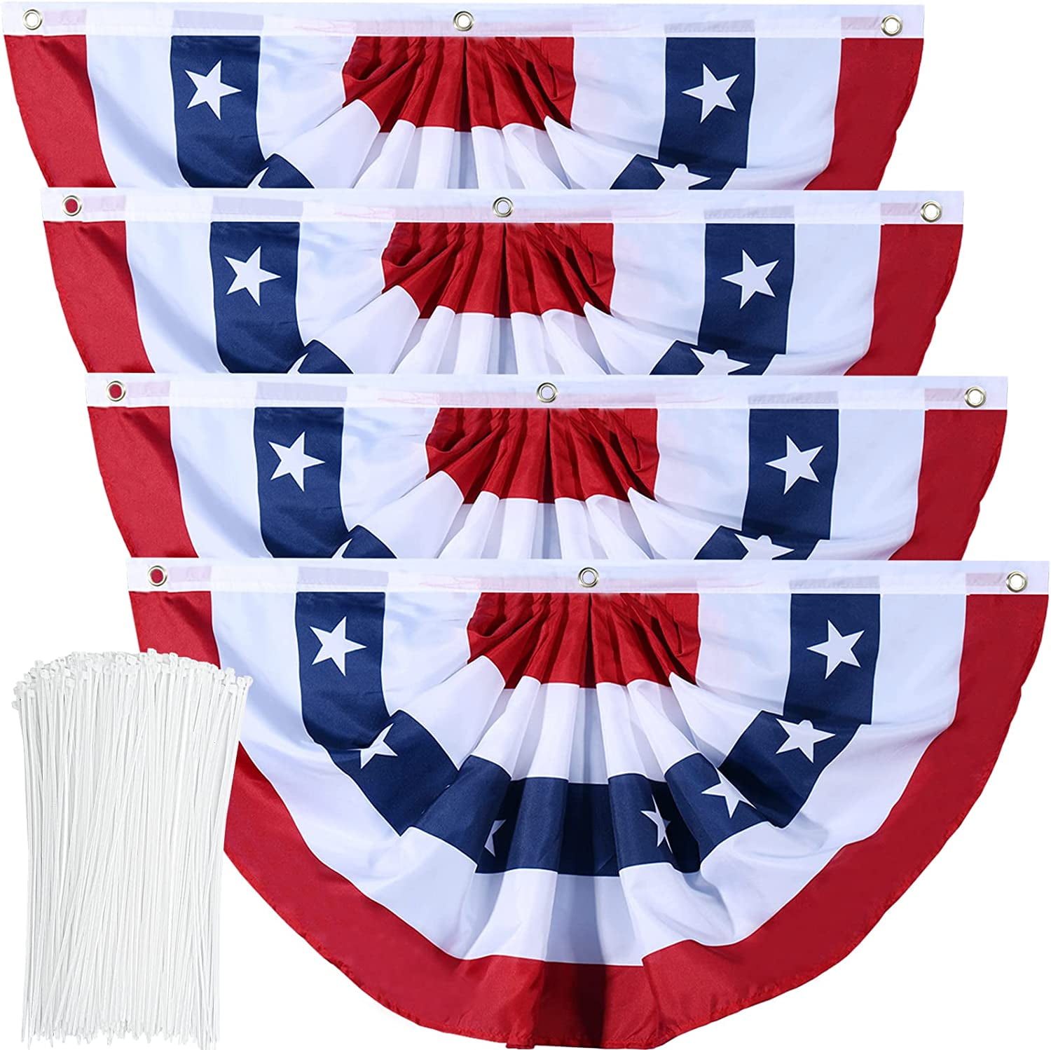 American Flag Bunting Patriotic Pleated Fan Flag USA Flags with Brass ...