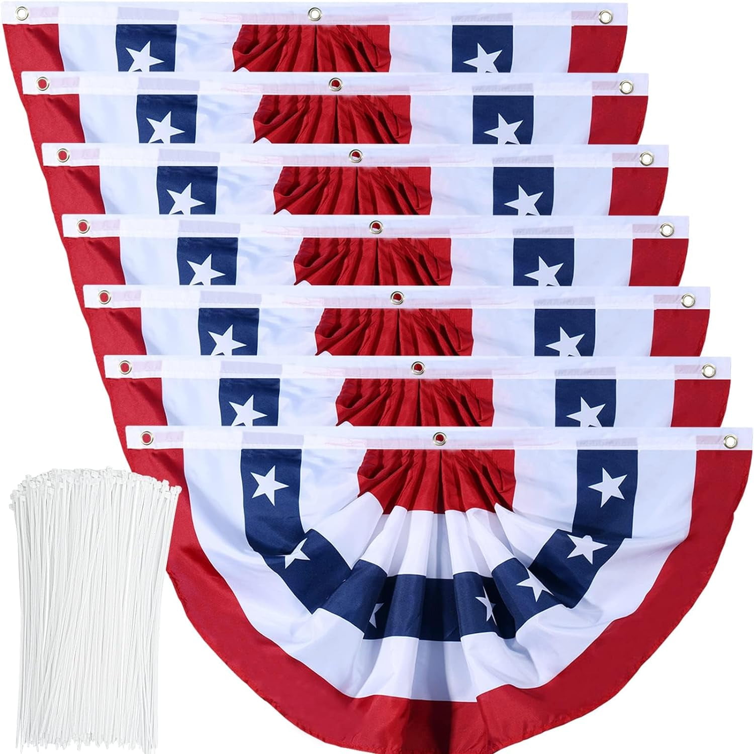 American Flag Bunting Patriotic Pleated Fan Flag USA Flags with Brass ...