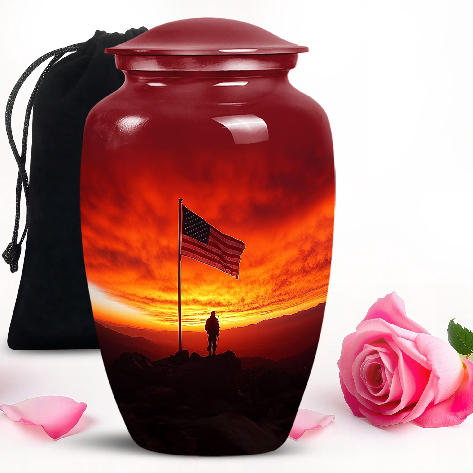American Flag Burial Urns Adult Female - Large Cremation Burial Urn For ...