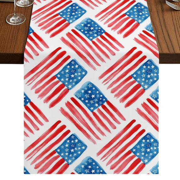 American Flag Burlap Cotton Table Runner 13x70 Inches Long ...