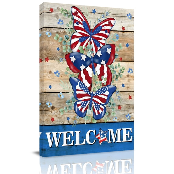 American Flag Butterfly Canvas Wall Art for Living Room, Independence ...
