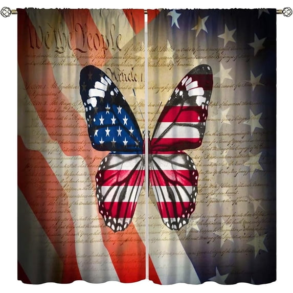 American Flag Butterfly Curtain,Vintage Patriotic Independence Day ...
