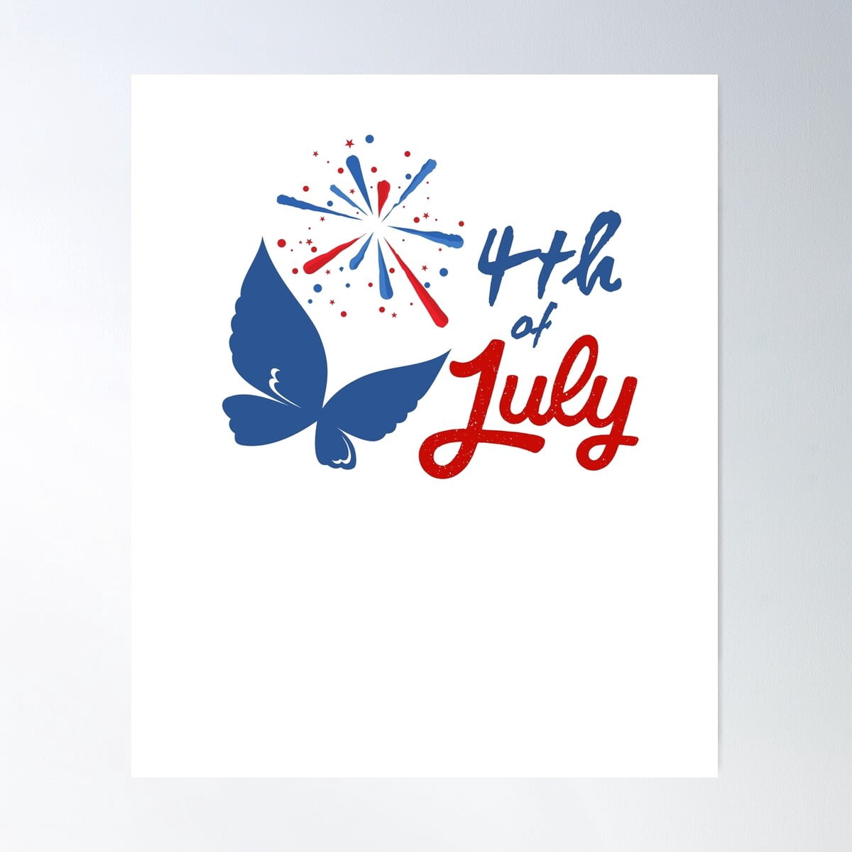American Flag Butterfly Independence Day Wall Decor Unframed Paper ...