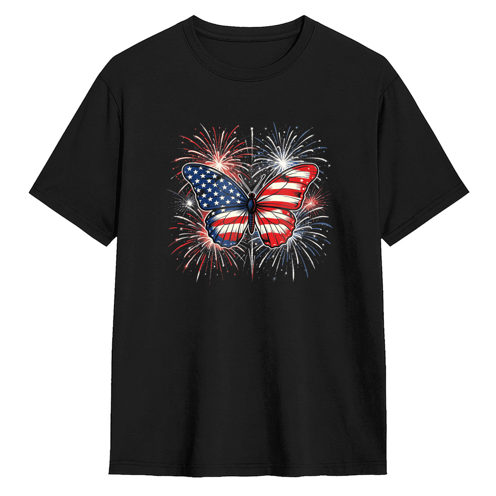 American Flag Butterfly With Fireworks Cool Graphic Tee for Men and ...